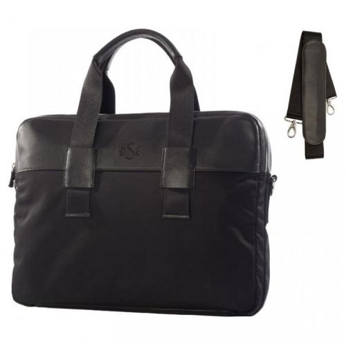 Луксозна чанта с дръжки DSE Swarovski Elements, естествена кожа и черни ...